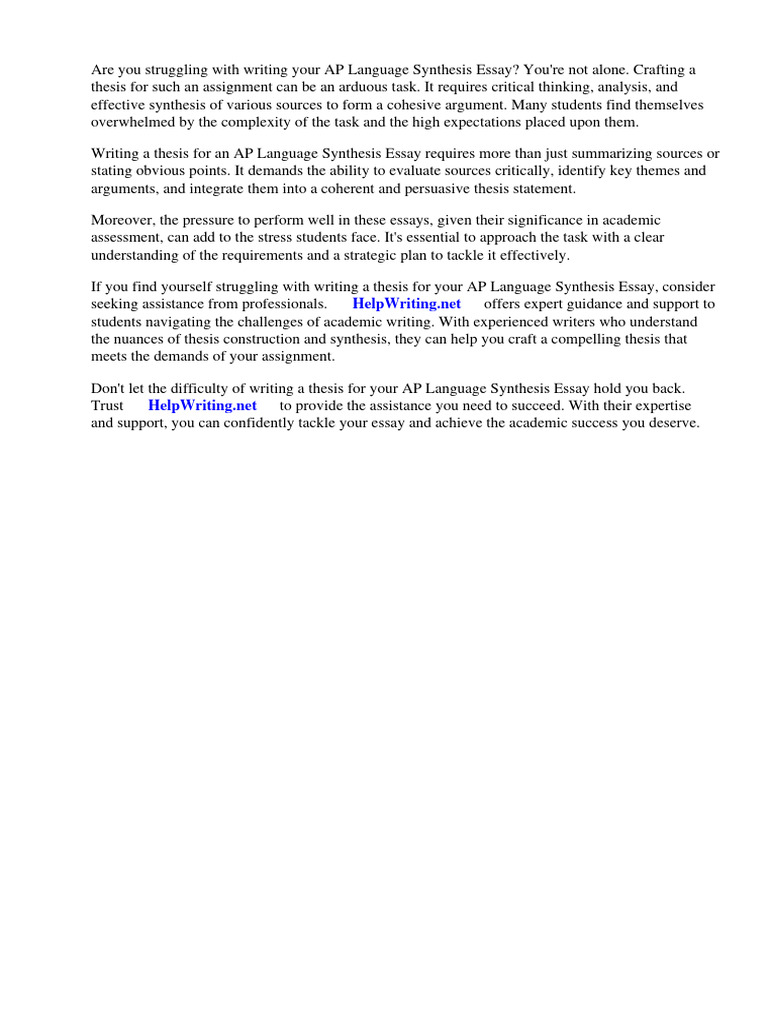 Tips For Writing AP Language Synthesis Essay | PDF | Essays | Thesis