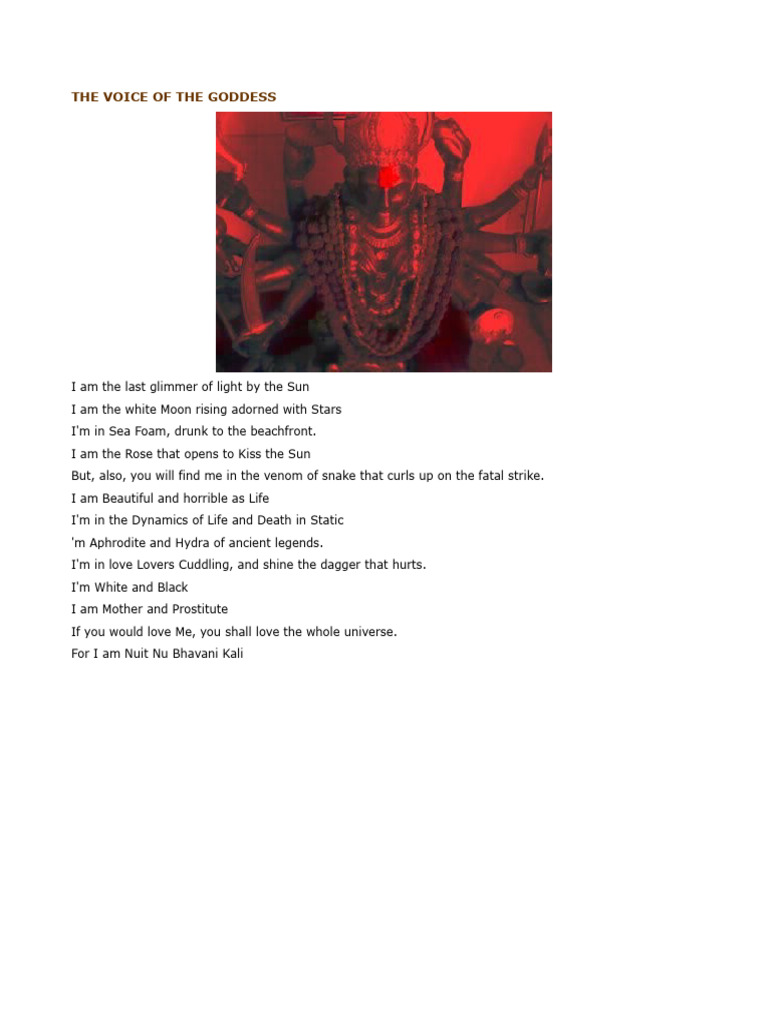 The Duality of the Goddess Poem | PDF | Poetry | General Fiction
