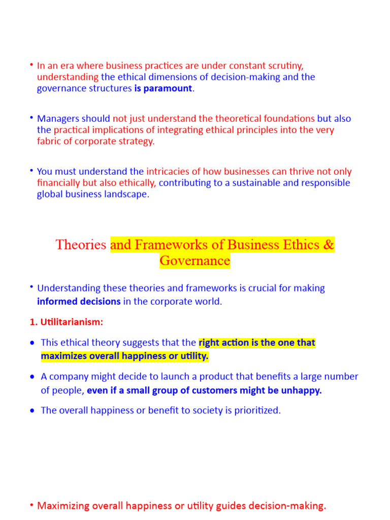 Business Ethics and Governance Frameworks | PDF | Corporate Social ...