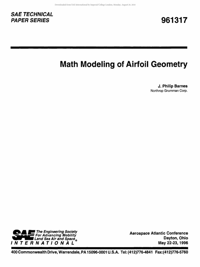 Math Modeling of Airfoil Geometry | PDF | Airfoil | Aerospace