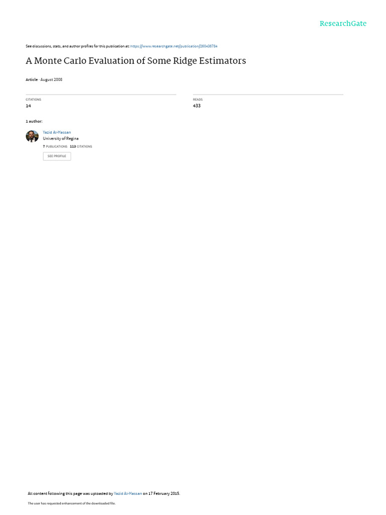 Ridge Regression Evaluation | PDF | Multicollinearity | Regression Analysis