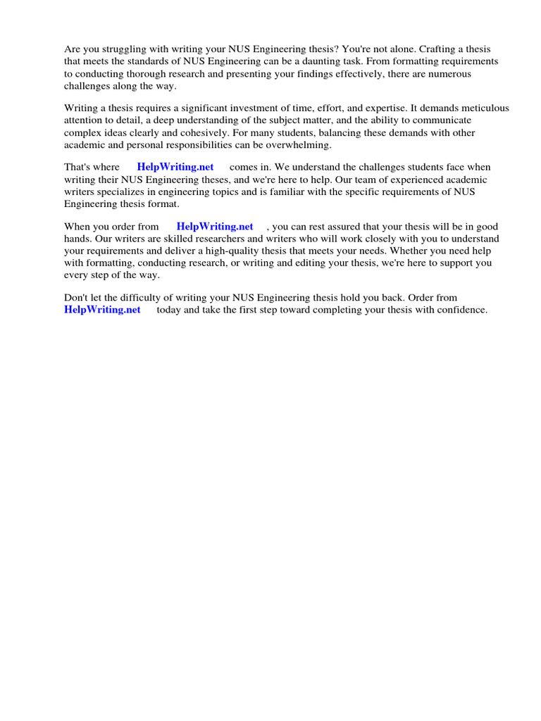 Nus Engineering Thesis Format | PDF | Concrete | Thesis