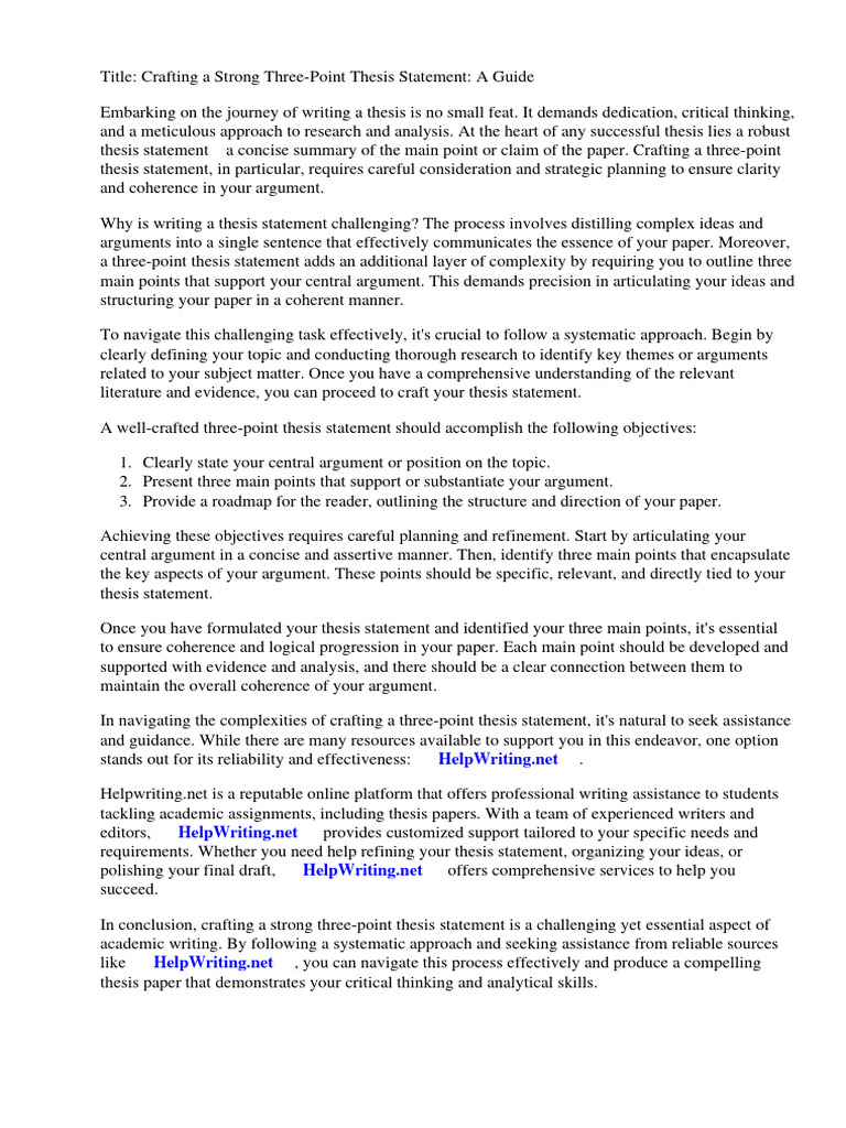 Good Three Point Thesis Statement | PDF | Essays | Thesis