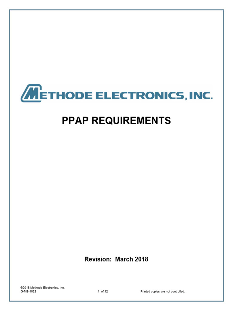 Methode Supplier PPAP Requirements March 2018 1 | Download Free PDF ...