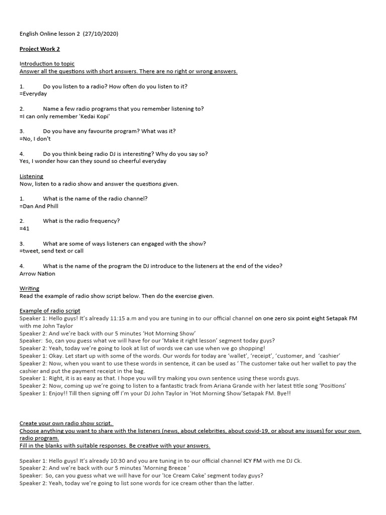 English Radio Lesson and Script Guide | PDF | Art