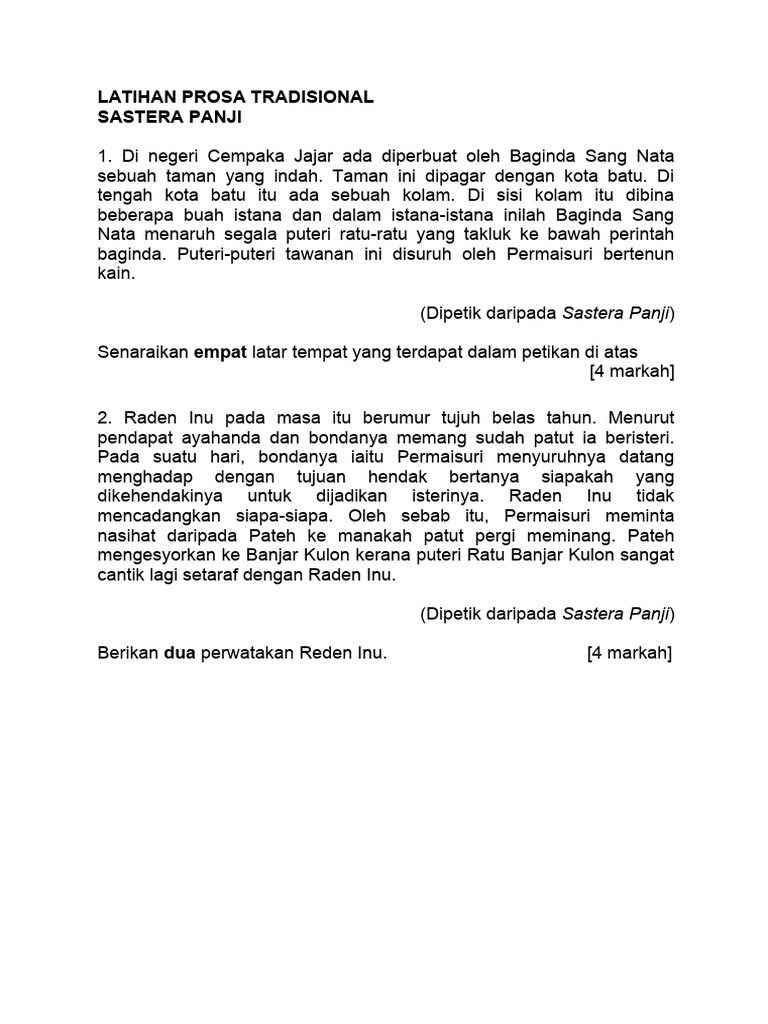 Latihan Sastera Panji | PDF
