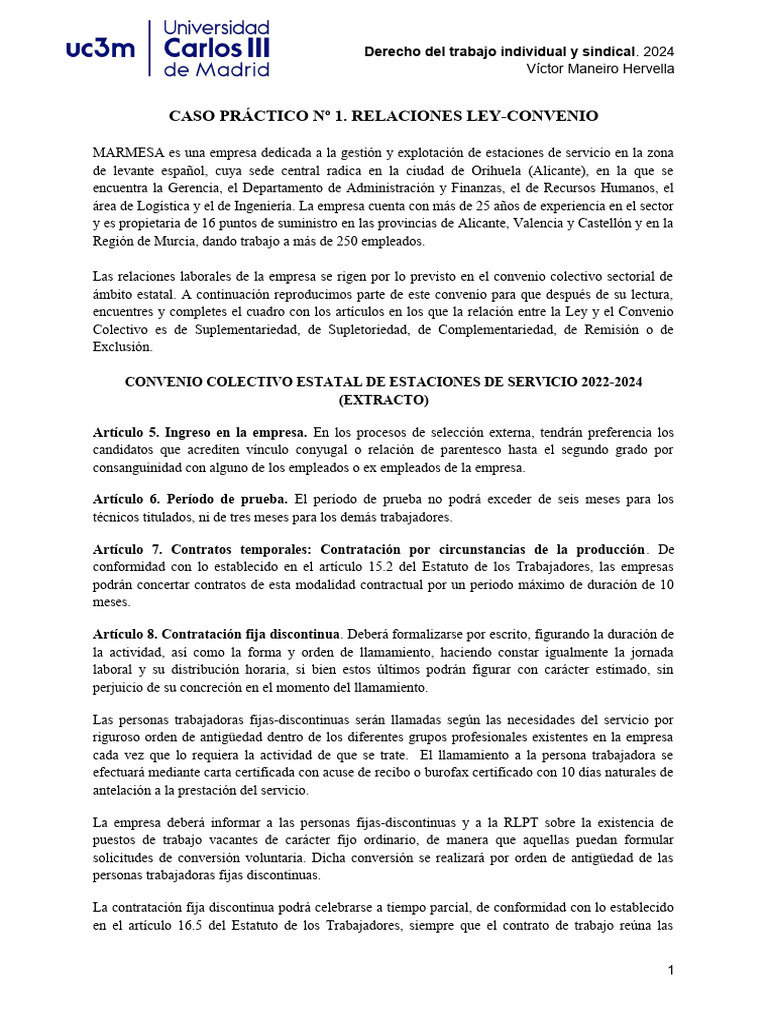 Practica 1 Laboral | PDF | Derecho laboral | Tiempo de trabajo