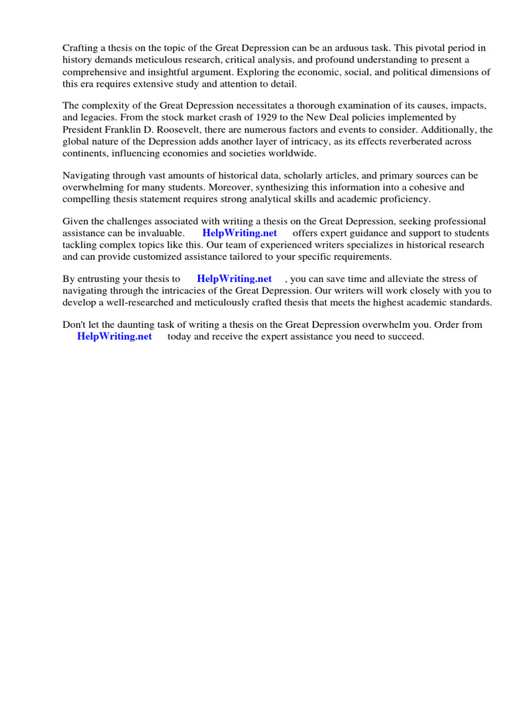 Thesis for the Great Depression | PDF | Great Depression | Stocks