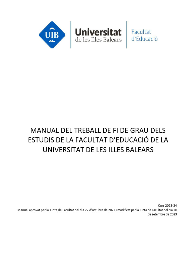 Manual TFG Facultat Educacio 23-24 | PDF