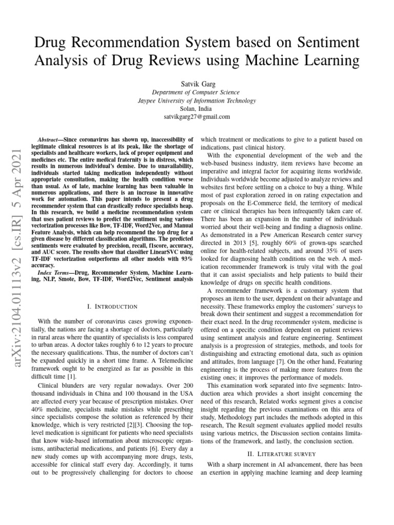 Drug Recommendation System | PDF | Receiver Operating Characteristic ...