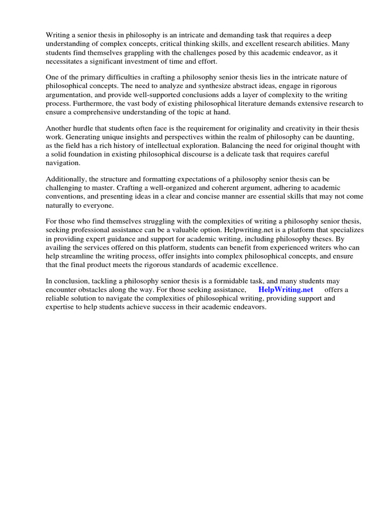 Philosophy Senior Thesis Example | PDF | Thesis | Thought