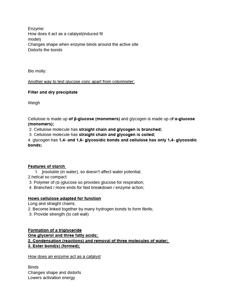 Bio Topic 1 Improvements Pdf Active Site Enzyme