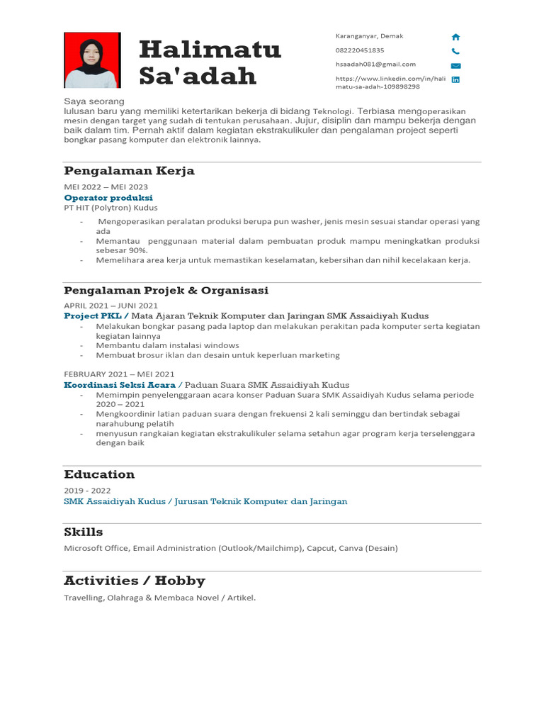 CV Halimatusaadah | PDF