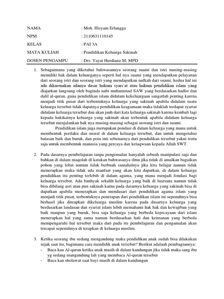Moh. Hisyam Erlangga PAI 3D UTS PKS | PDF