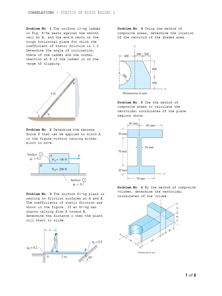 50 kg Plank Statics Problem Set | PDF