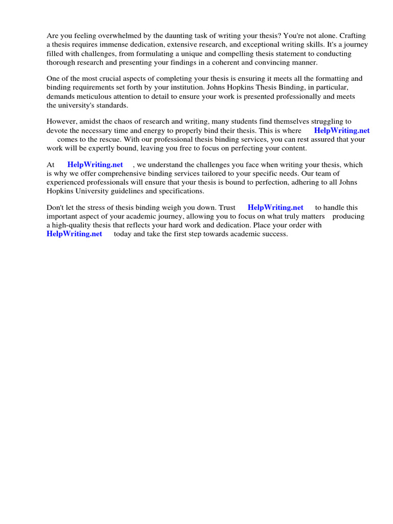 Johns Hopkins Thesis Binding | PDF | Thesis | Bookbinding