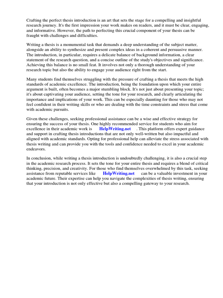 Example of Good Thesis Introduction | PDF