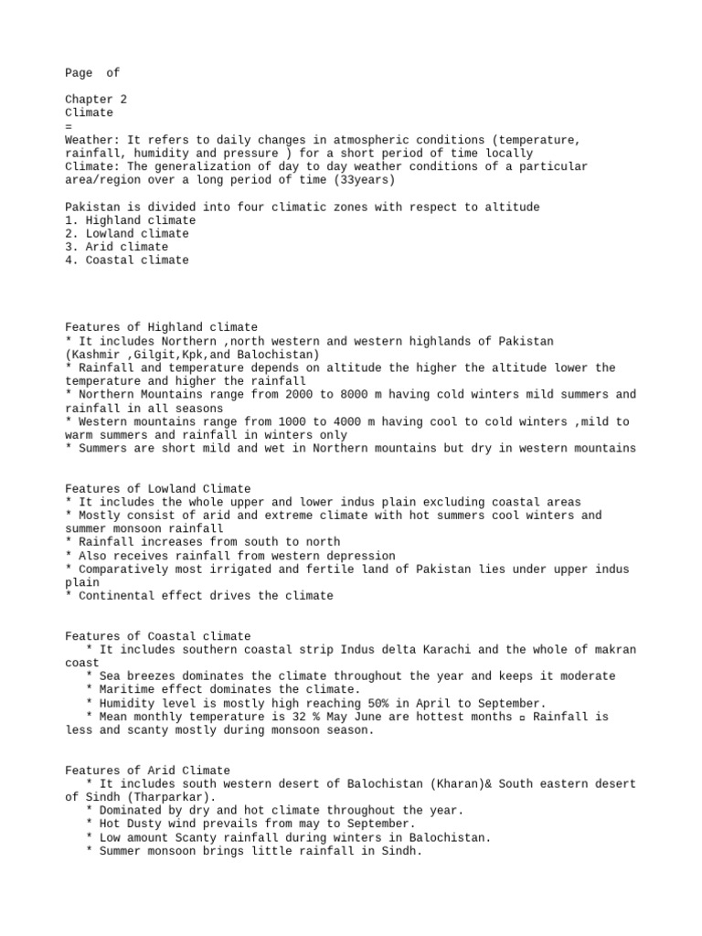 CH 2 Climate of Pakistan. I Am Sharing 'Chapter 2 Climate2' With You | PDF CH 2 Climate of Pakistan. I Am Sharing 'Chapter 2 Climate2' With You | PDF
