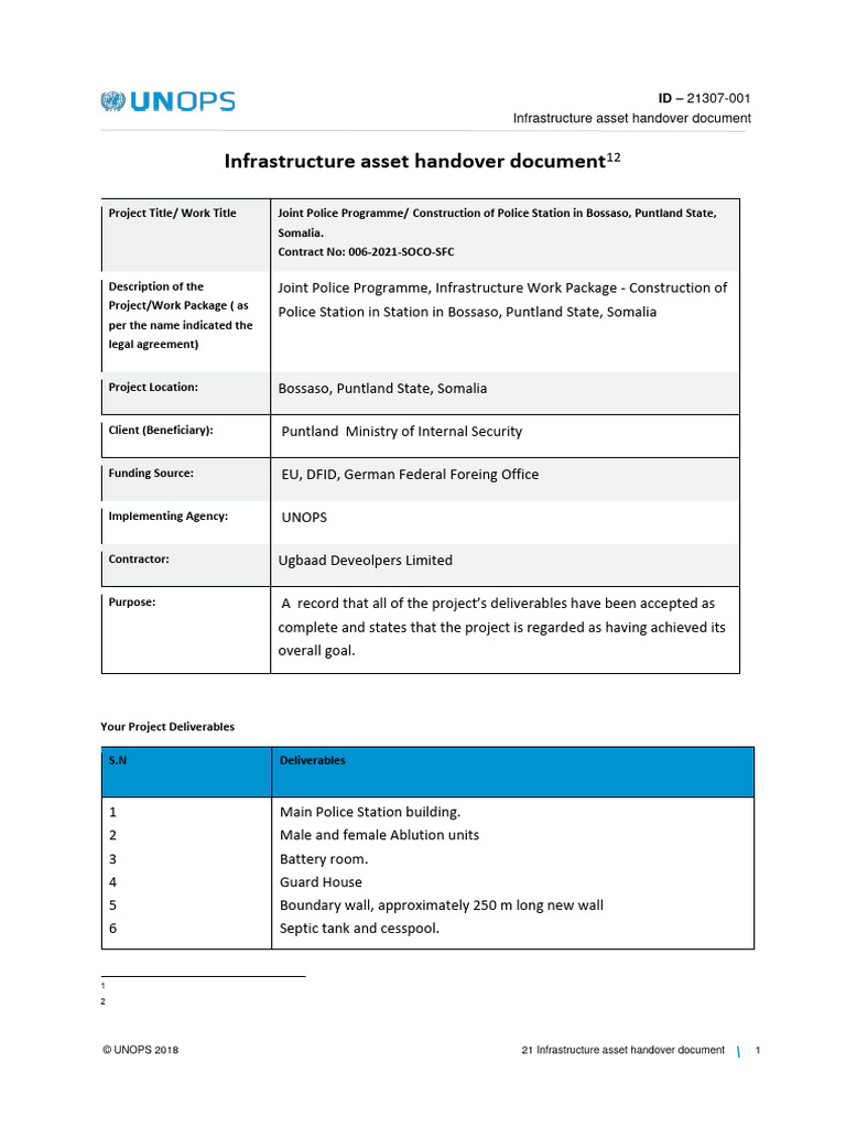 Bossaso Police Station Handover | PDF