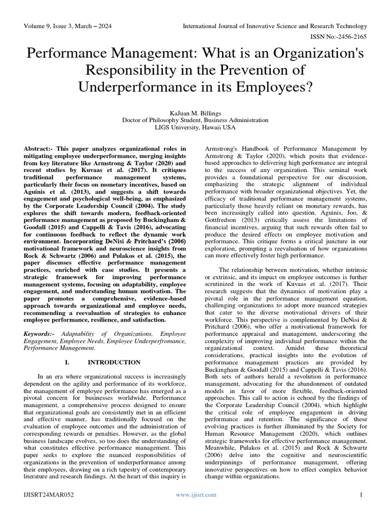 Performance Management: What Is An Organization's Responsibility in The ...