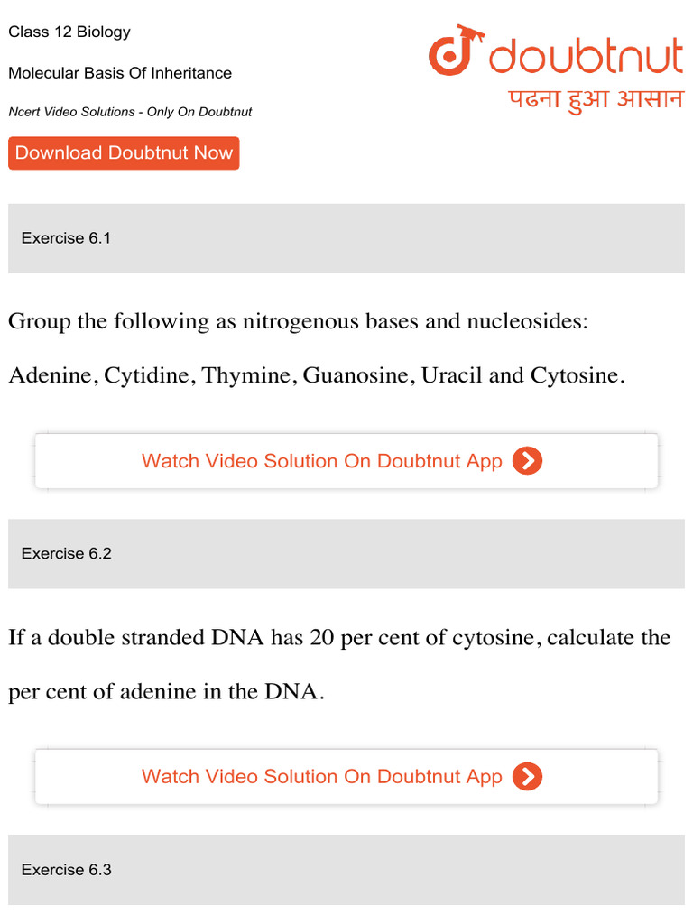 Ncert Class 12 Biology Molecular Basis of Inheritance | PDF