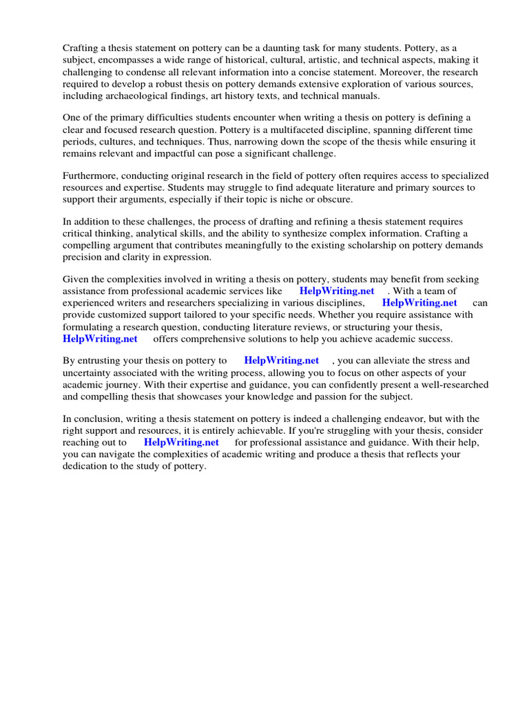 Thesis Statement Guide for Pottery | PDF | Essays | Pottery