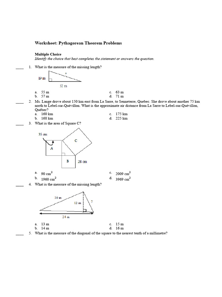 Pythagorean Theorem 12 | PDF