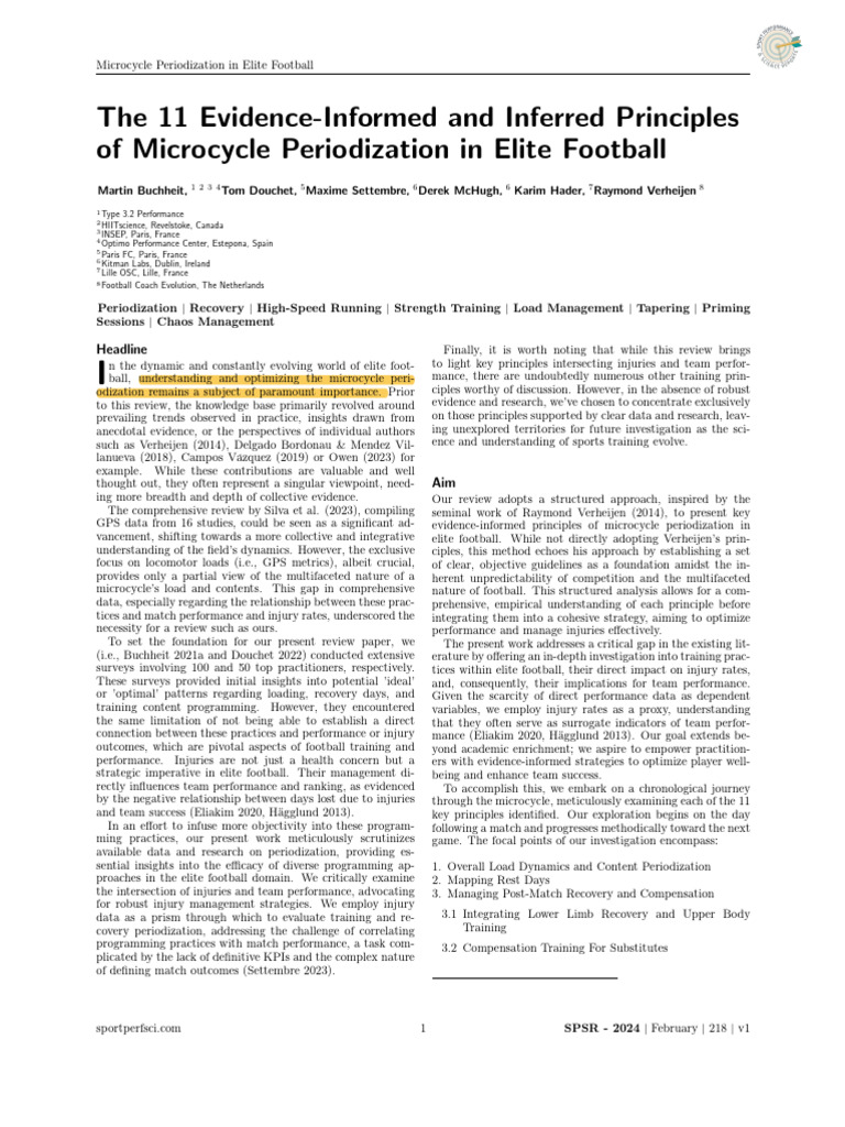 Buchheit (2024) The 11 Evidence-Informed and Inferred Principles of Microcycle Periodization in ...