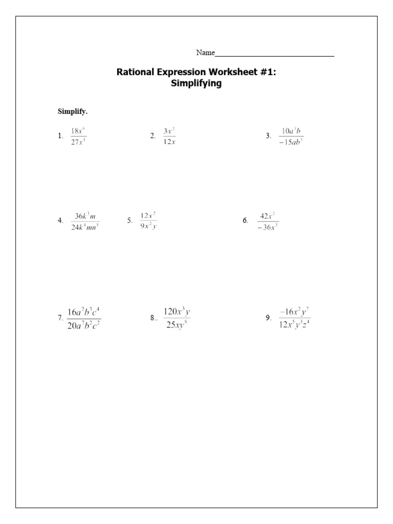 Rational Expressions Packet | PDF