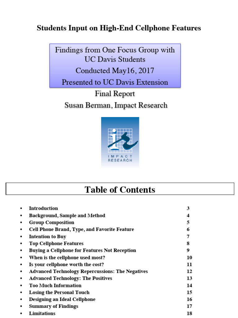 Focusgroup Report Smartphones | PDF