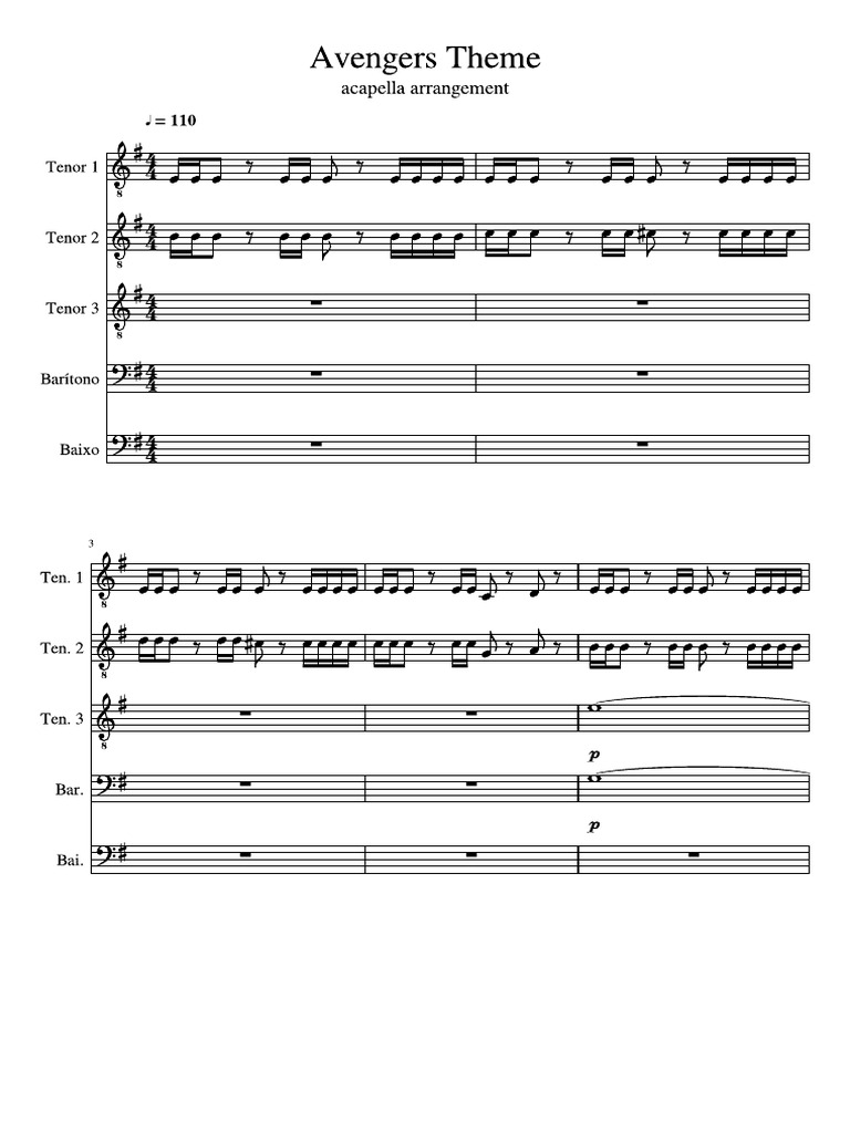 Avengers Theme - Acapella (Men) | PDF
