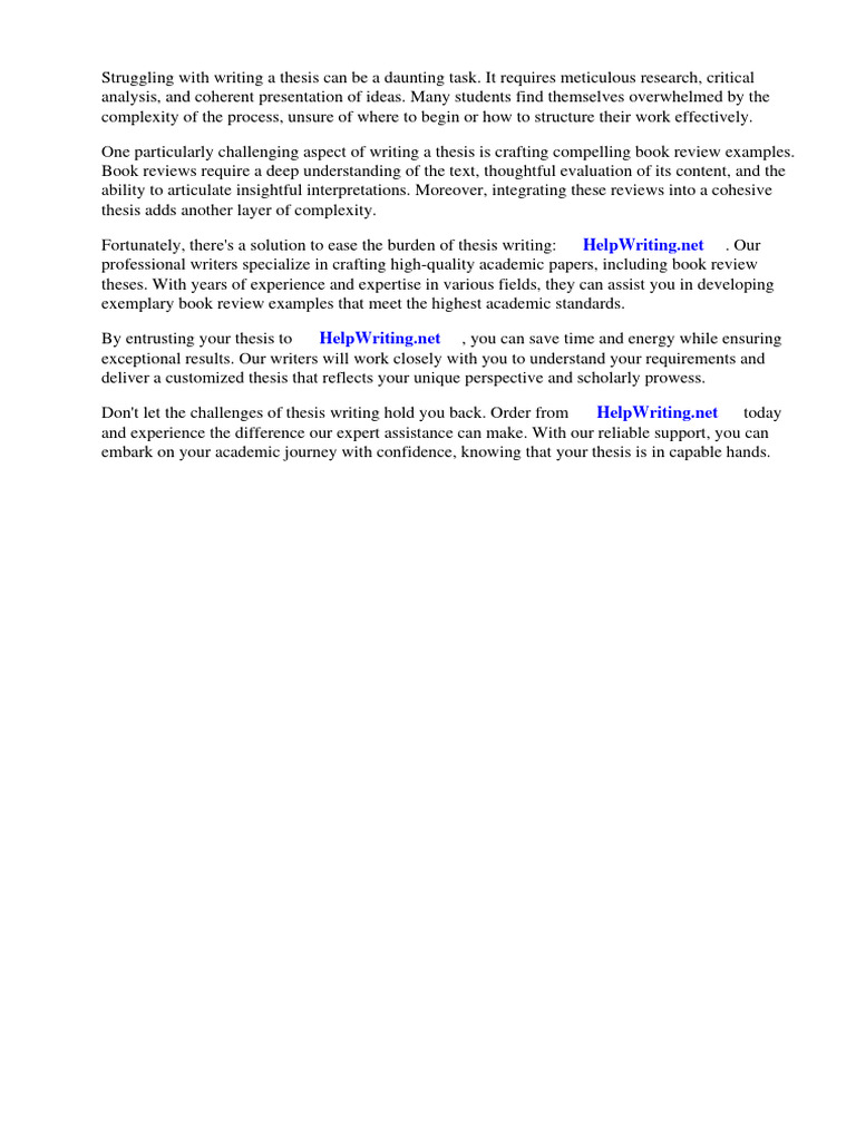 Book Review Thesis Examples | PDF | Essays | Thesis