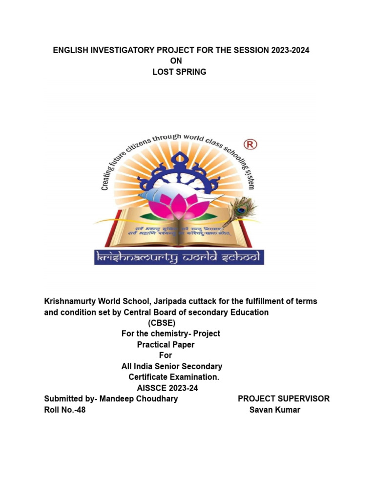 English Investigatory Project For The Session 2023-2024 | PDF