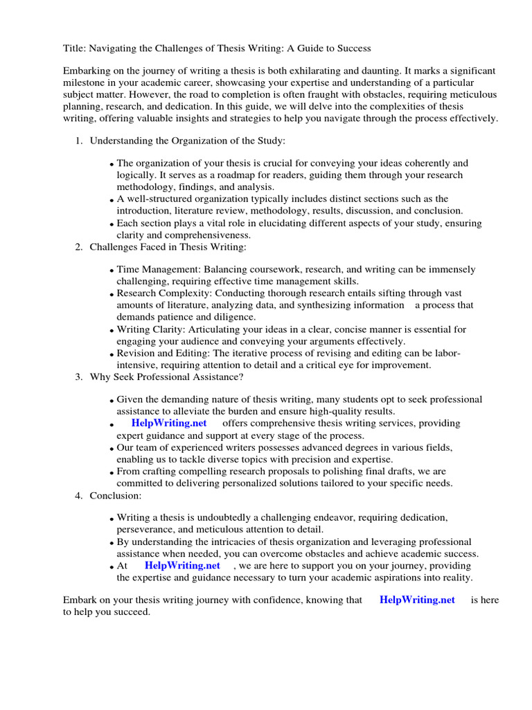 Organization of The Study Sample Thesis | PDF