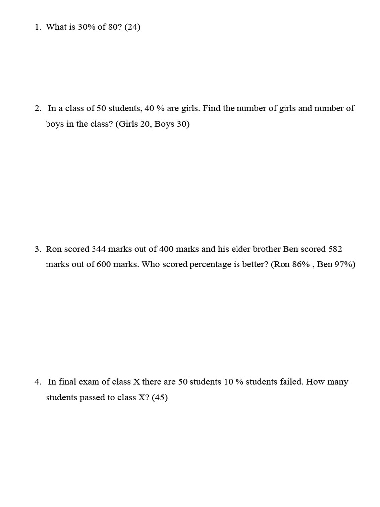 Maths Y7 Decimal Ratio Proportion and Percentage Practice | PDF ...
