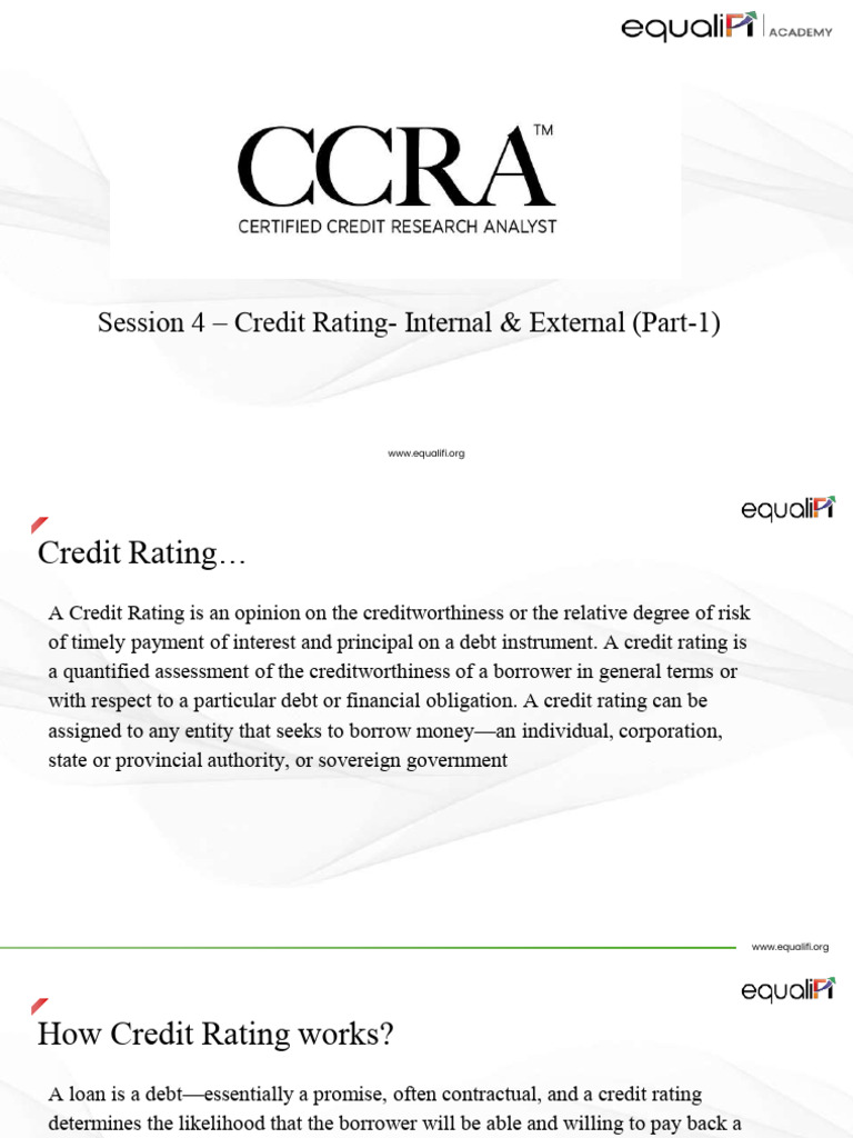 Session 4. Part 1 ONECredit - Rating - Internal | PDF | Credit Rating | Finance & Money Management