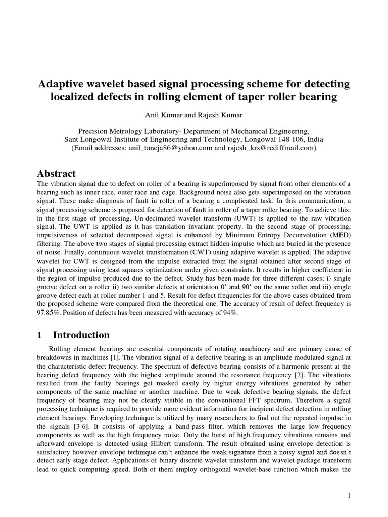 05 Adaptive Wavelet Based Signal Processing Scheme For Detecting | PDF