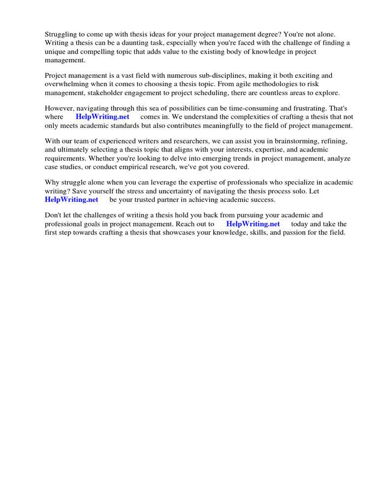 Thesis Ideas For Project Management | PDF