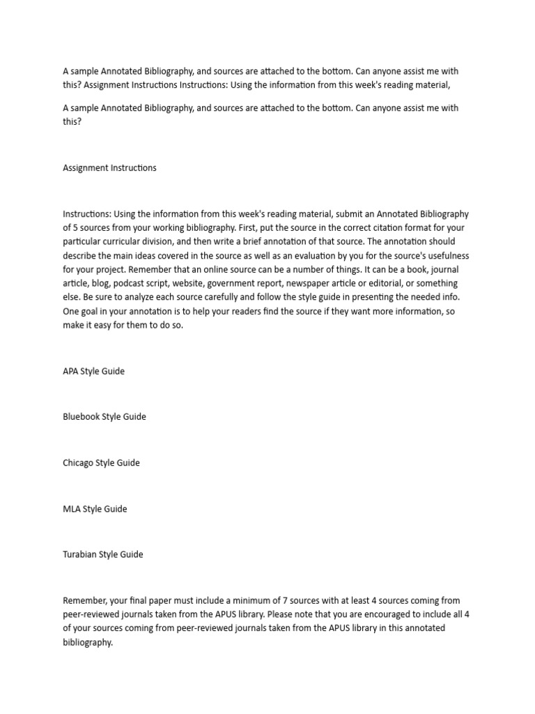 Sample Annotated Bibliography Guide | PDF | Career & Growth | Wellness