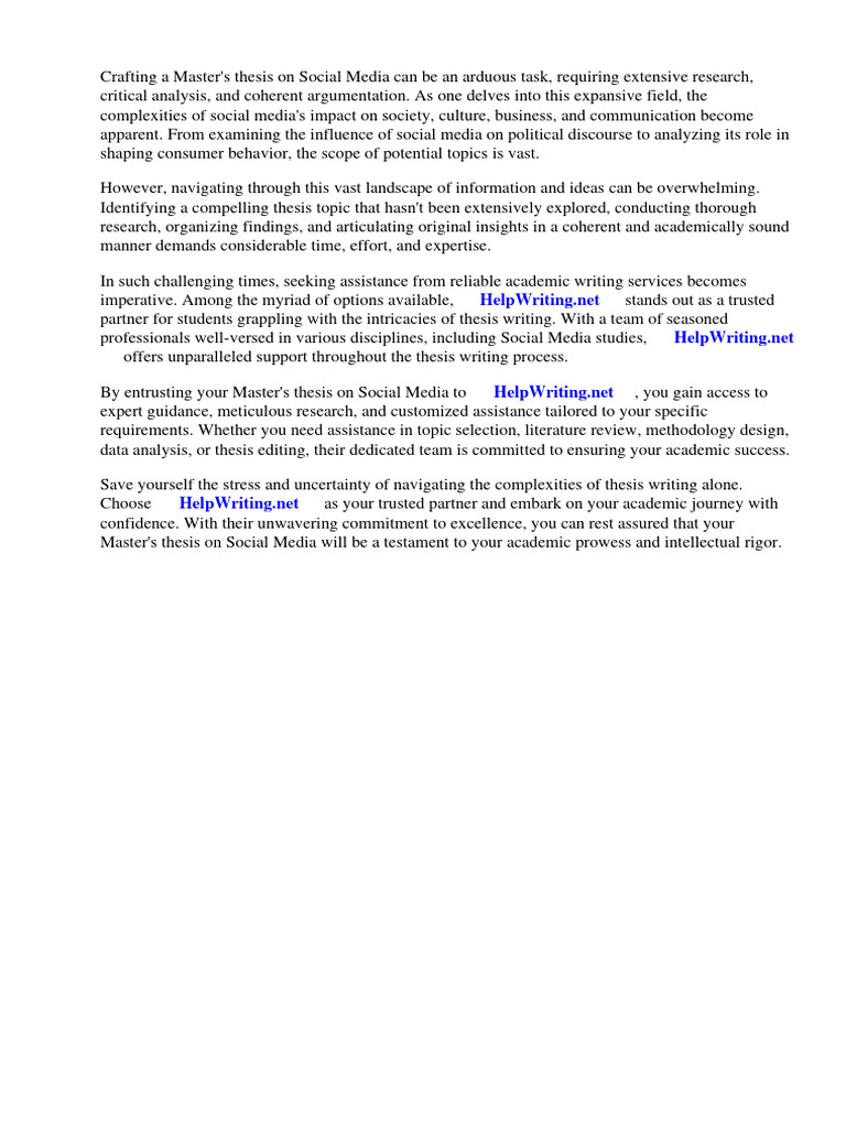 Master Thesis Topics Social Media | PDF