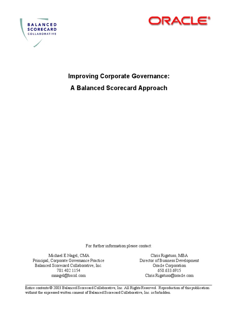 Corporate Governance Using Balanced Scorecard | PDF | Strategic ...