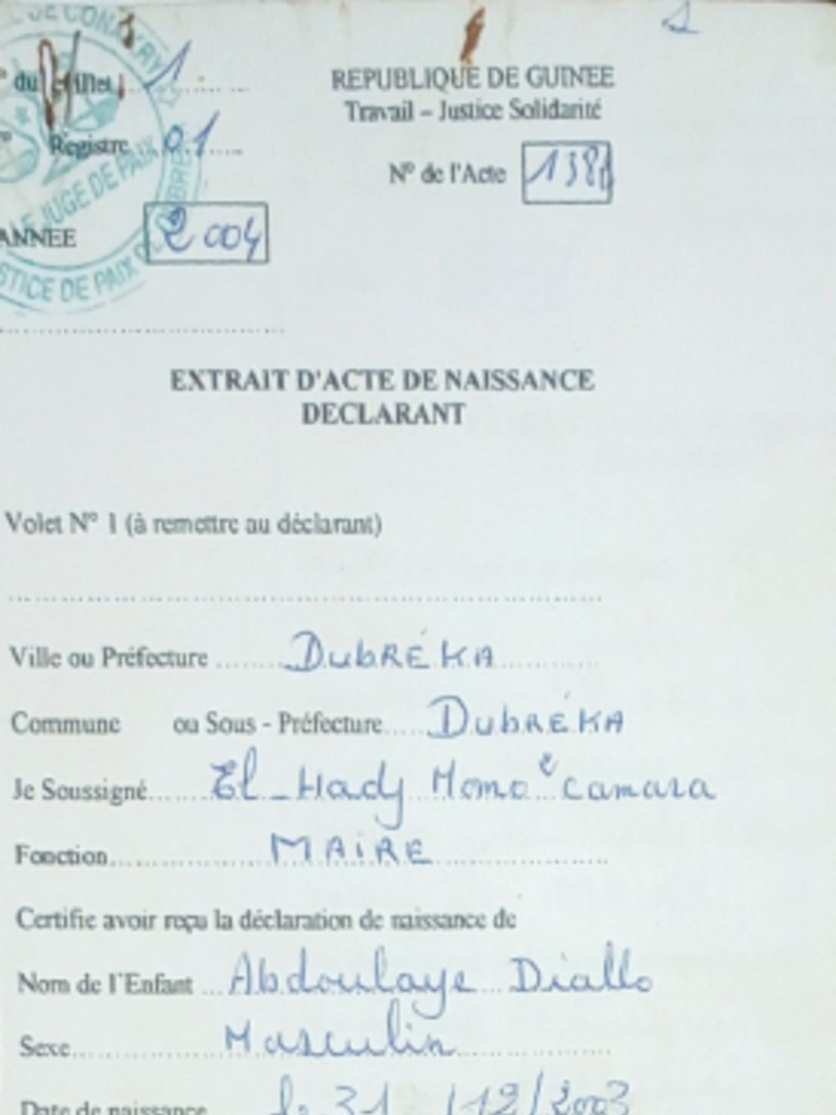 Extrait de Naissance | PDF