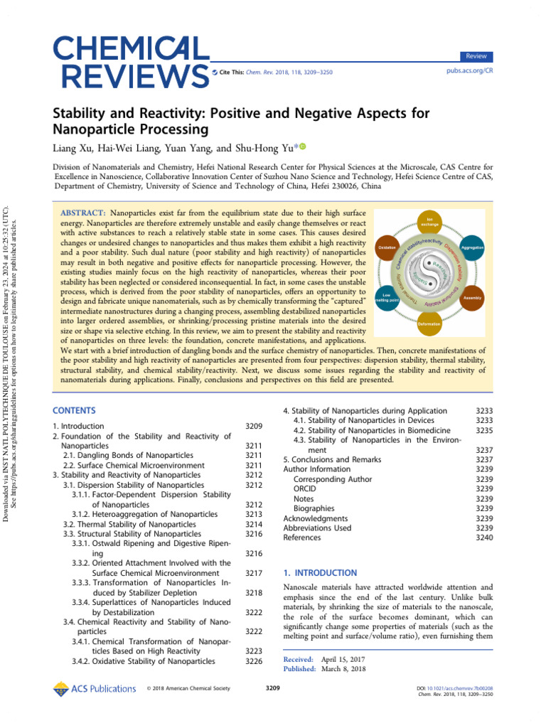 Xu Et Al 2018 Stability and Reactivity Positive and Negative Aspects ...