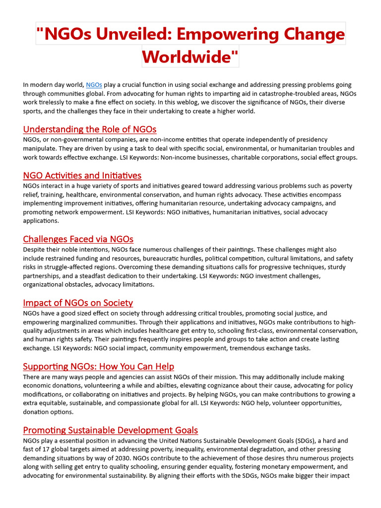 NGOs: Empowering Global Change | PDF | Career & Growth | Social Science