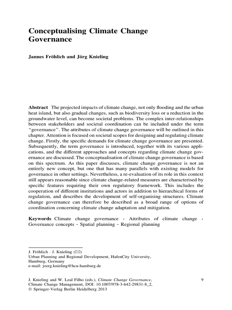 Climate Change Governance Concepts Explained | PDF