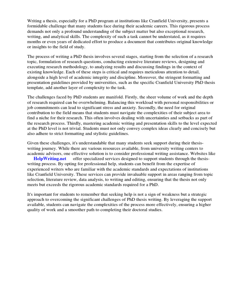 Cranfield University PHD Thesis Template | PDF | Thesis | Doctor Of ...