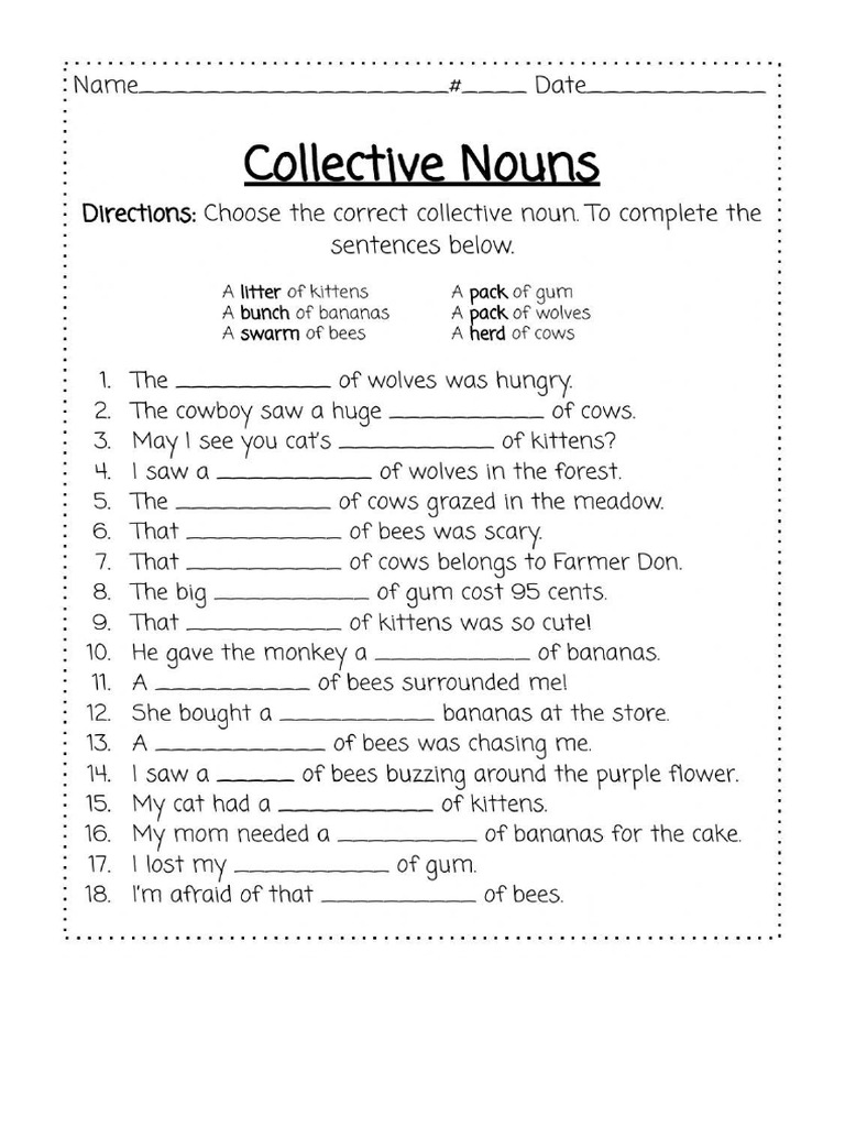 COllective noun worksheet | PDF
