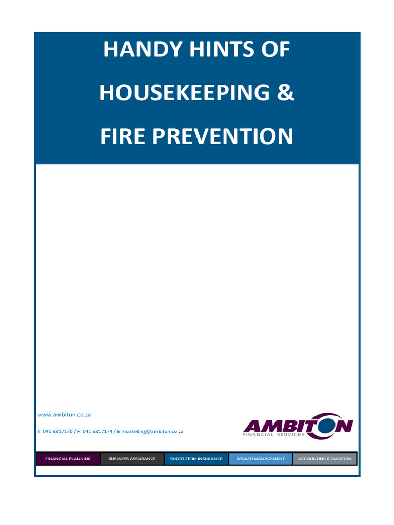 Handy Hints of HouseKeeping and Fire Prevention | PDF