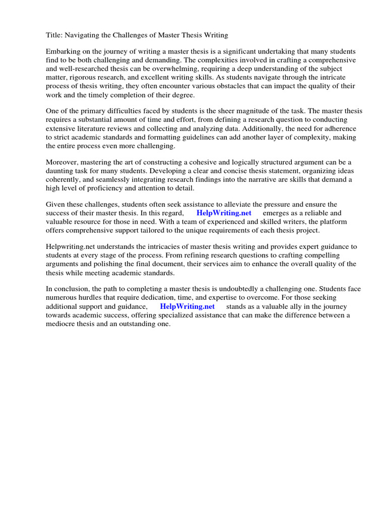 Master Thesis Course | PDF