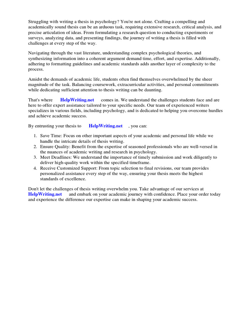 Sample Thesis in Psychology | PDF | Psychology | Thesis